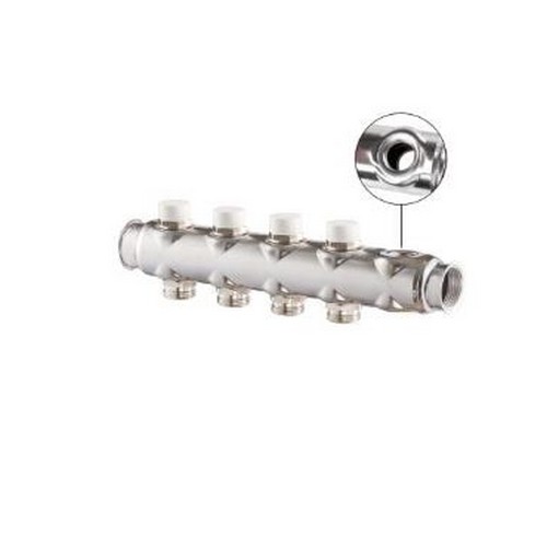 2355-2500G014 Collettore Di Mandata Inox FF 1" 1"4Vie+Una Libera 3/4" Eurokonus Con Detentori S ...