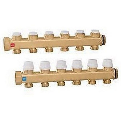 662645 1" Coppia collettori valvole di intercettazione e detentori CALEFFI - idrotech2000